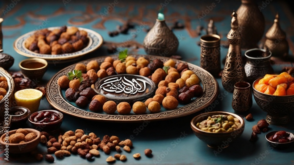 Traditional Islamic calligraphy, Ramadan, Arabic style, lantern, moon ...