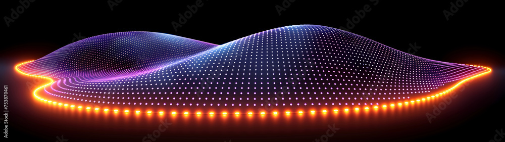 A 3D purple dot matrix terrain, structured yet brimming with depth and ...