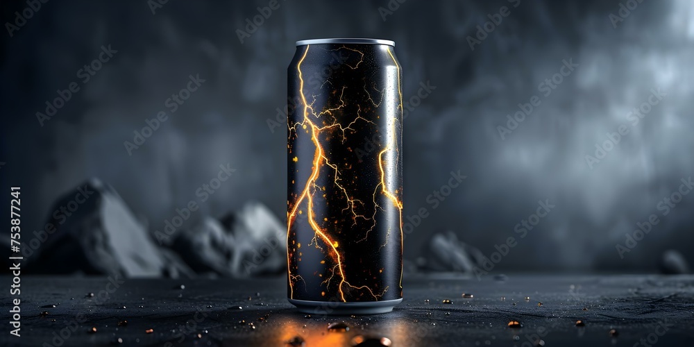 Bold and Refreshing Energy Drink Can with Lightning Design . Concept ...