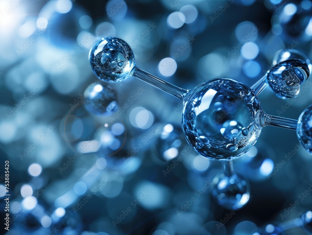 Image of a molecule atom model ozone and oxygen molecules. Abstract in ...