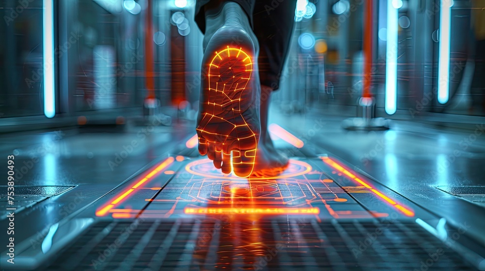 Color Photo Of An Advanced Biometric Gait Recognition System For Secure