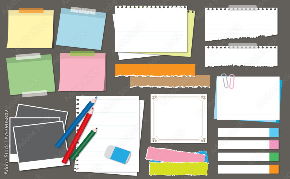 Poster Collection of different colored sheets of note papers – Wall Art ...
