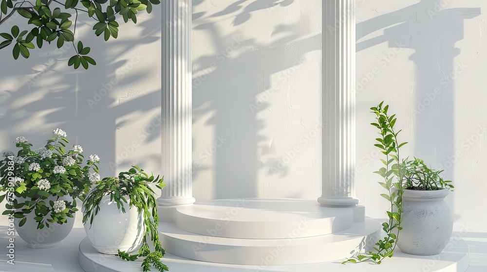 Background Podium Column 3D Roman Luxury Greek White Ancient Display ...