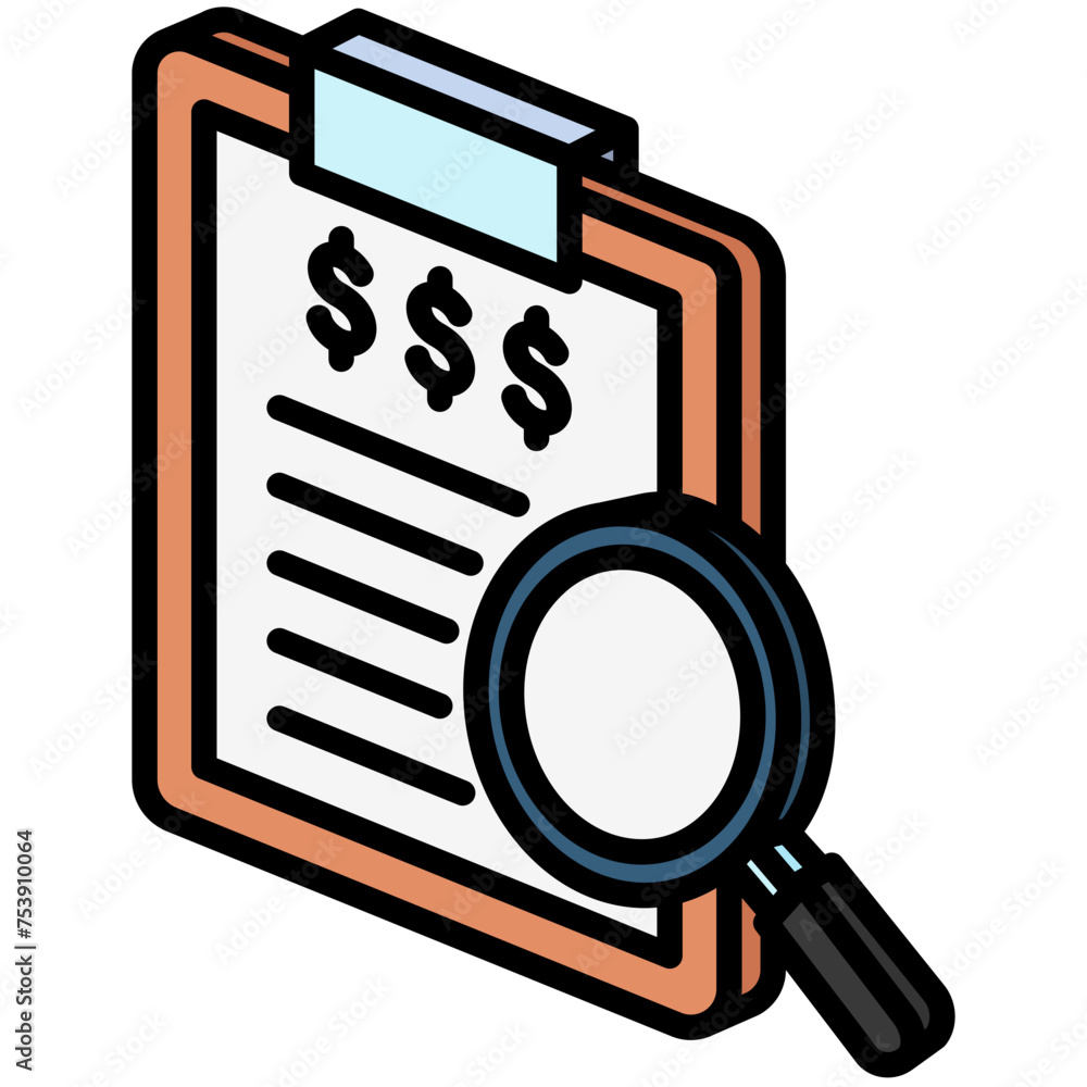 Investigation isometric lineal icon, related to market and economy ...