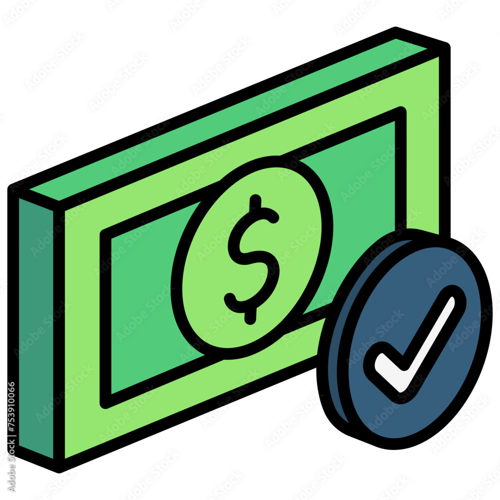 Check Mark isometric lineal icon, related to market and economy theme ...