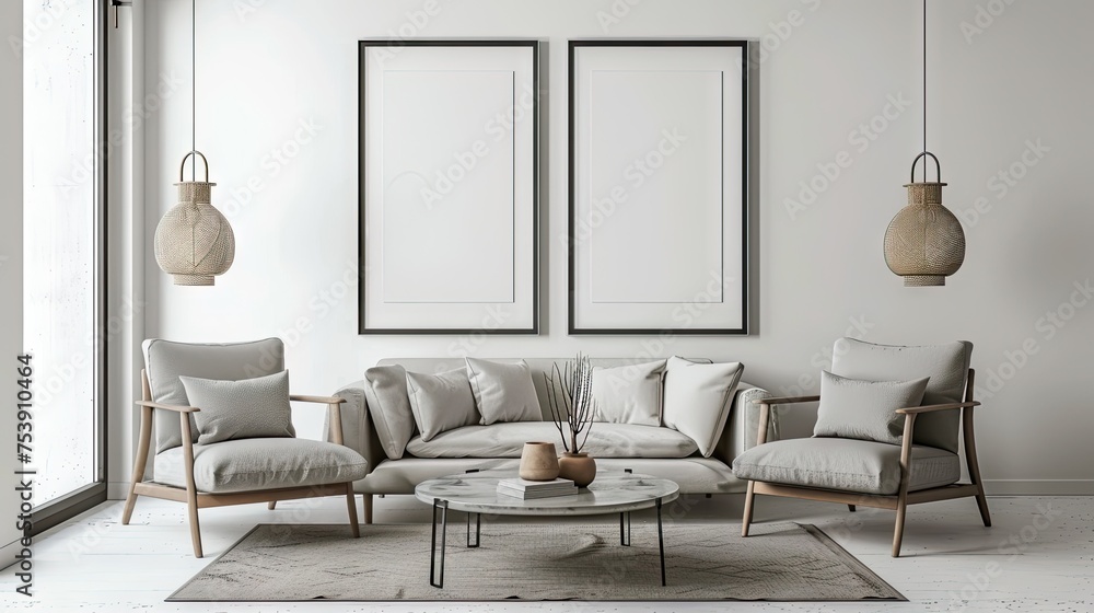 Beautiful Interior Design Furniture With Mockup Poster Artwork With ...