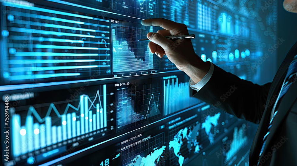 Businessman Analyzing Enterprise Resource Planning (Erp) Business Data ...