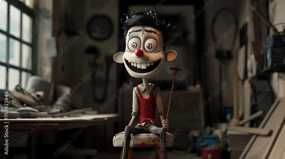 A mischievous 3D animated character, with a twinkle in its eyes and a ...