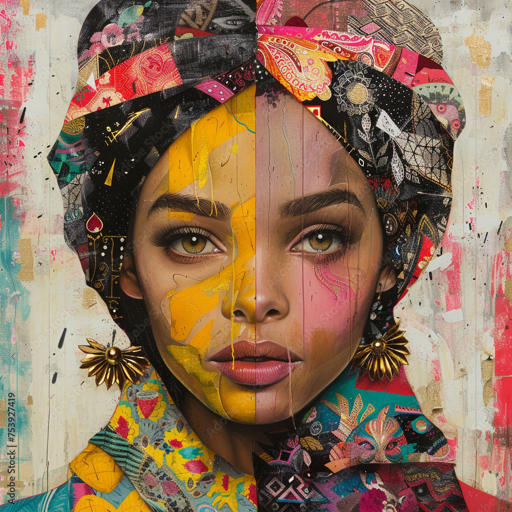 Female diverse faces of different ethnicity poster. Women empowerment ...