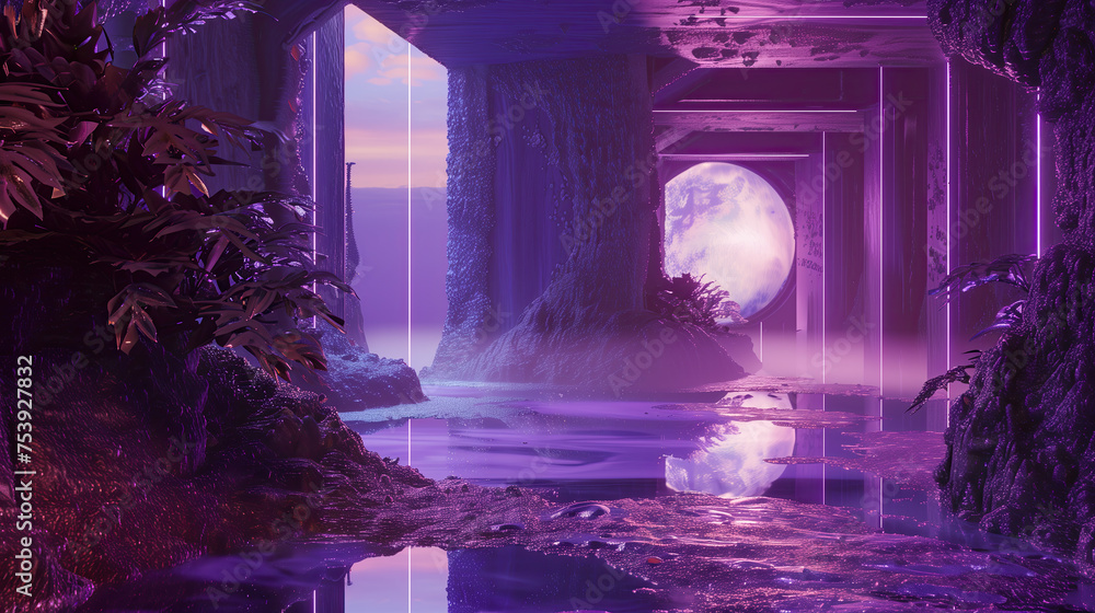 Texture Purple Scene, Purple Light Background, Liquid Fluide Refraction ...