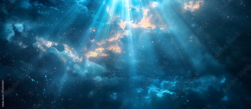 Divine Light Beams Blessing the Cosmos, To convey a sense of divine ...