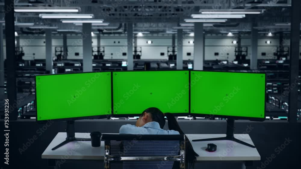 Back View Of Tired Asian Woman Sleeping While Working With Mock Up ...