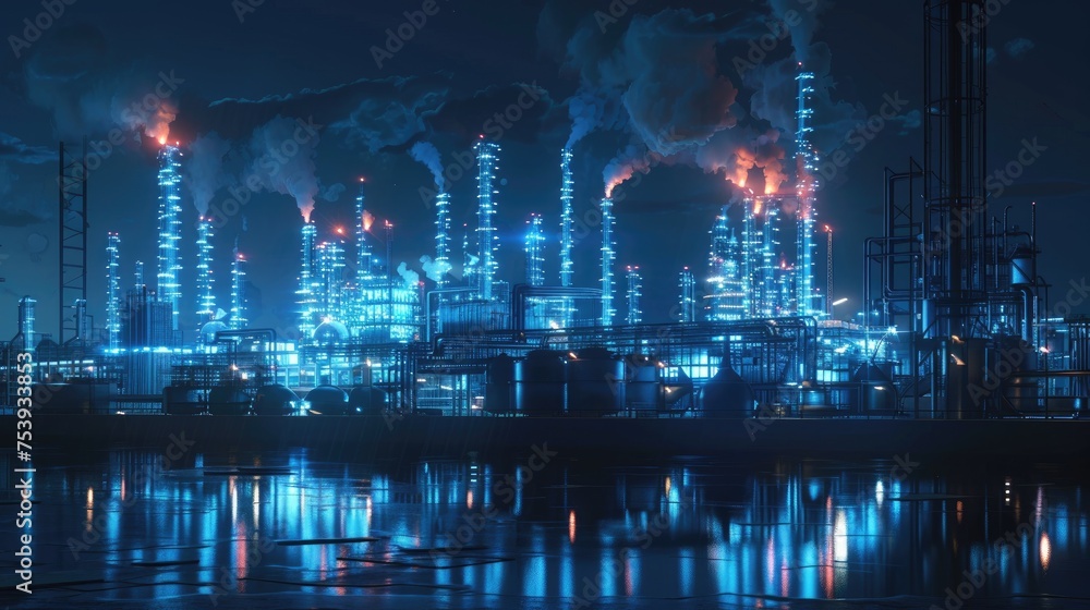 Oil And Gas Power Plant Refinery With Storage Tanks Facility For Oil ...