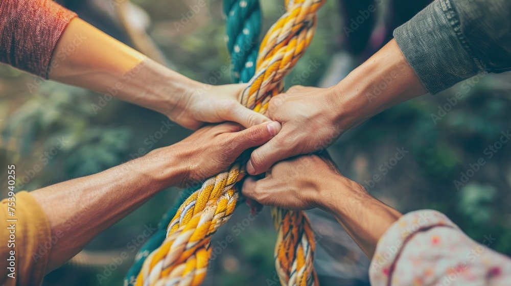 Team Rope Diverse Strength Connect Partnership Together Teamwork Unity ...