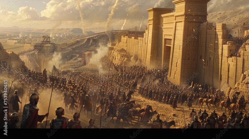 The Battle Of Jericho. The Walls Of Jericho Collapsing As The ...