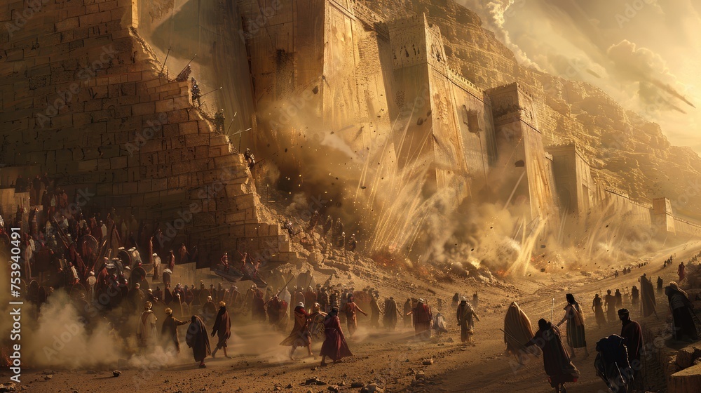 The Battle Of Jericho. The Walls Of Jericho Collapsing As The ...