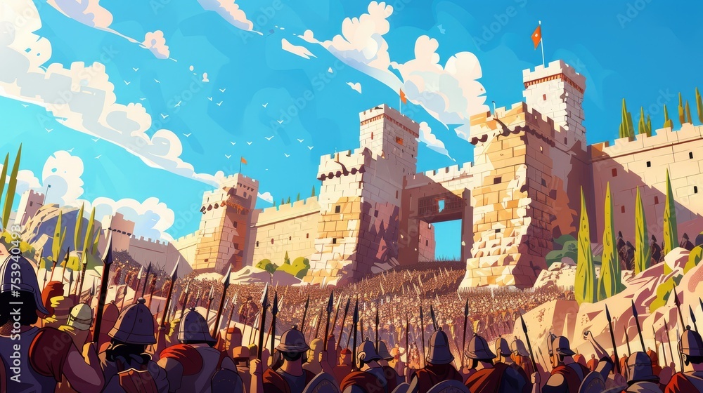 The Battle Of Jericho. The Walls Of Jericho Collapsing As The ...