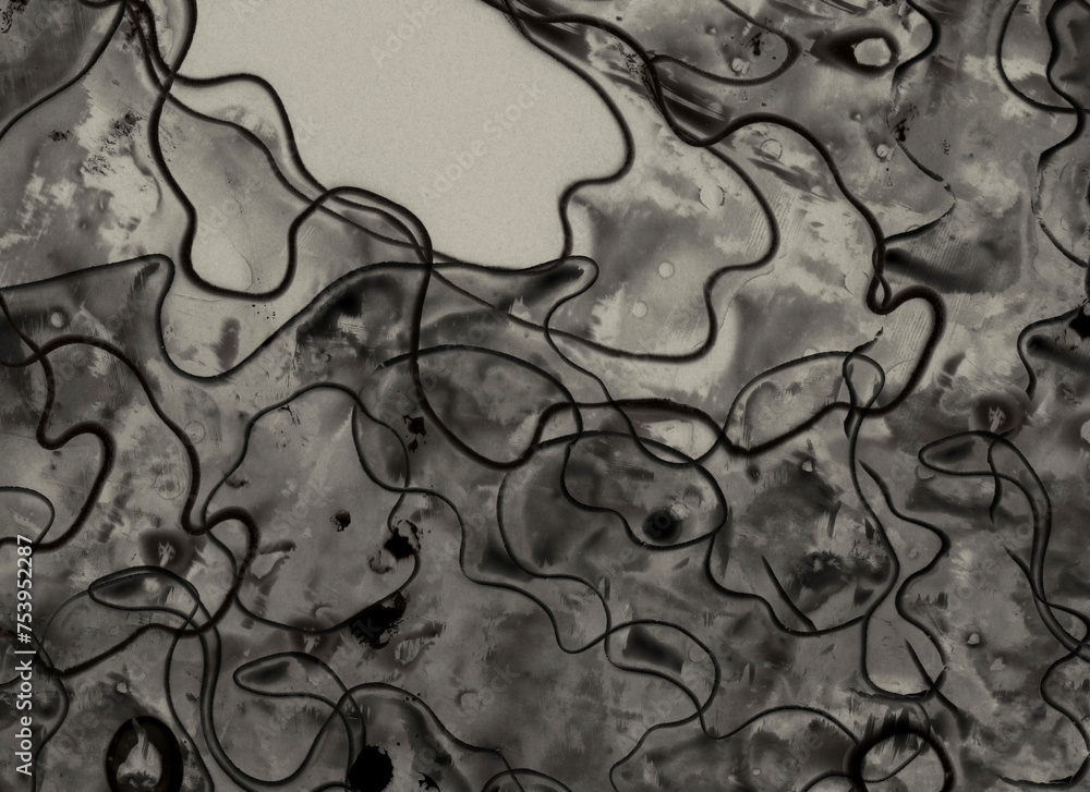 Dark layers of overlapping black squiggly ink Stock Photo | Adobe Stock