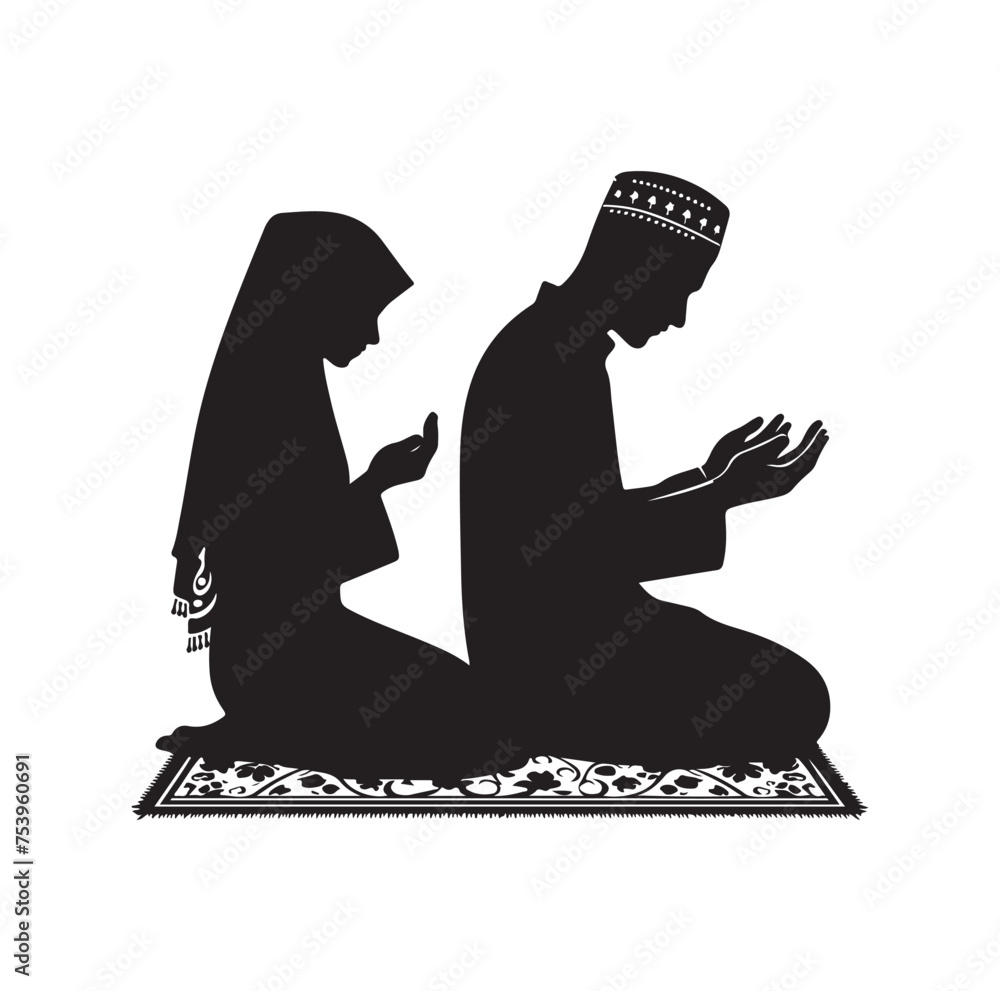 muslim Praying silhouette. praying symbol vector illustration Stock ...