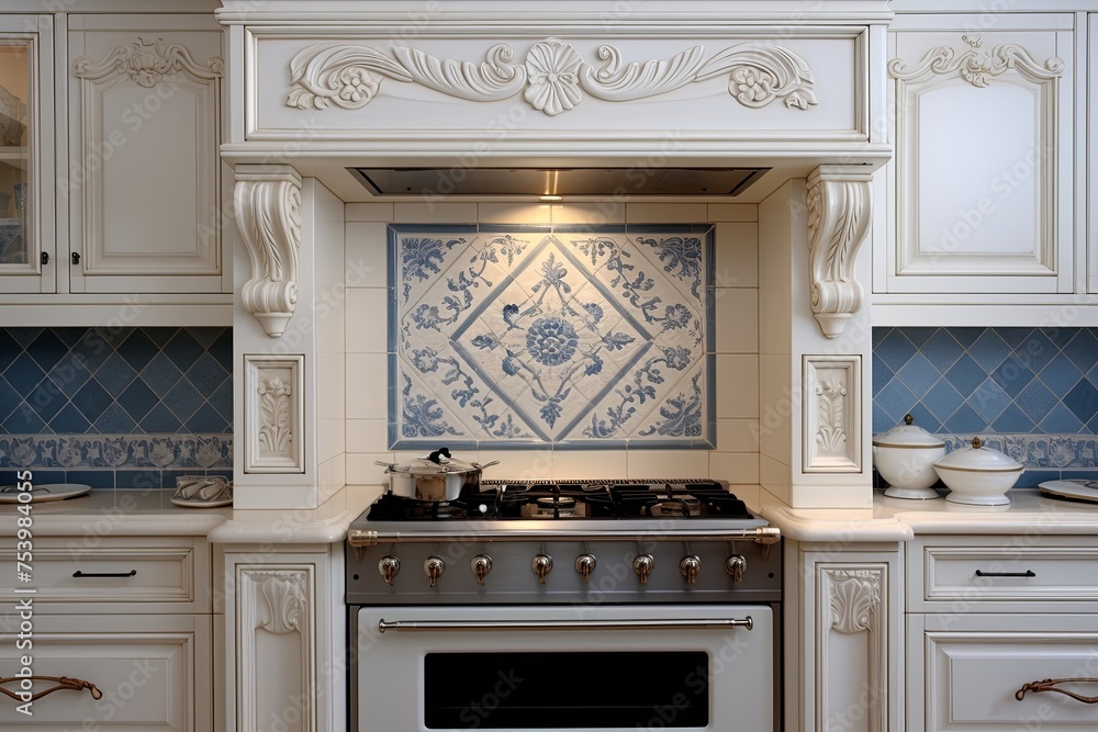 French Provincial Kitchen Designs: Elegant Ceramic Tiles and Backsplash ...