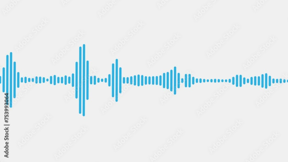 4k Waveform Audio animation on white background, black line on white ...