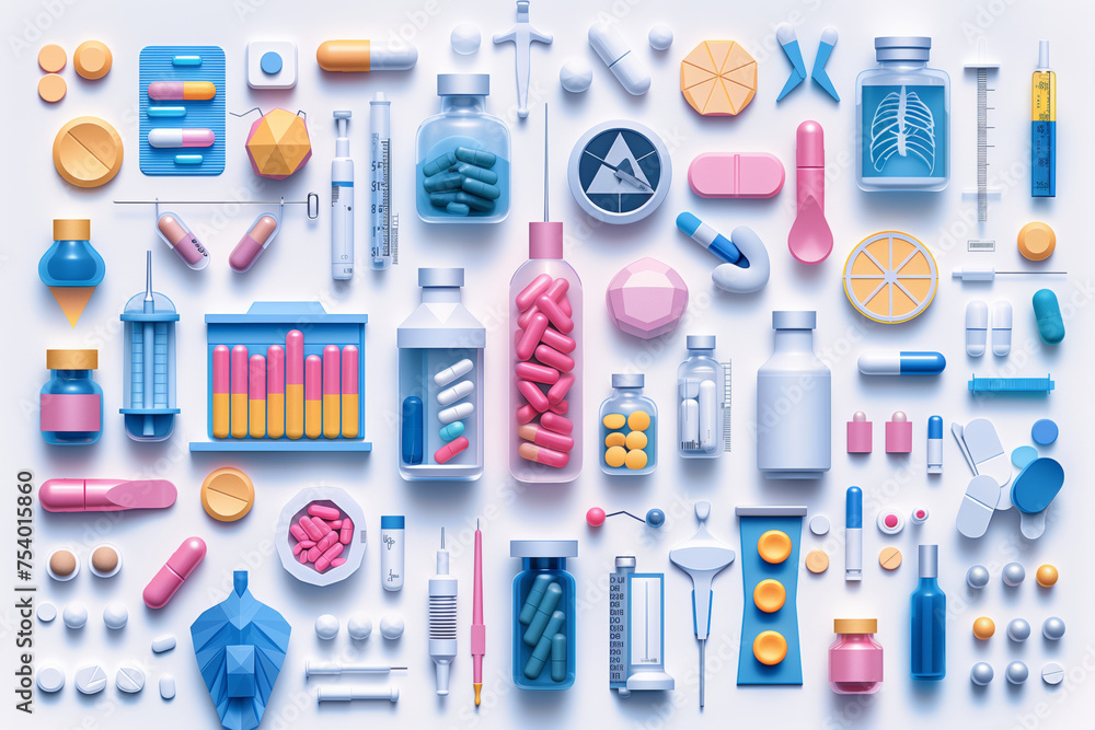 white background of clipart minimal illustration featuring a various of ...