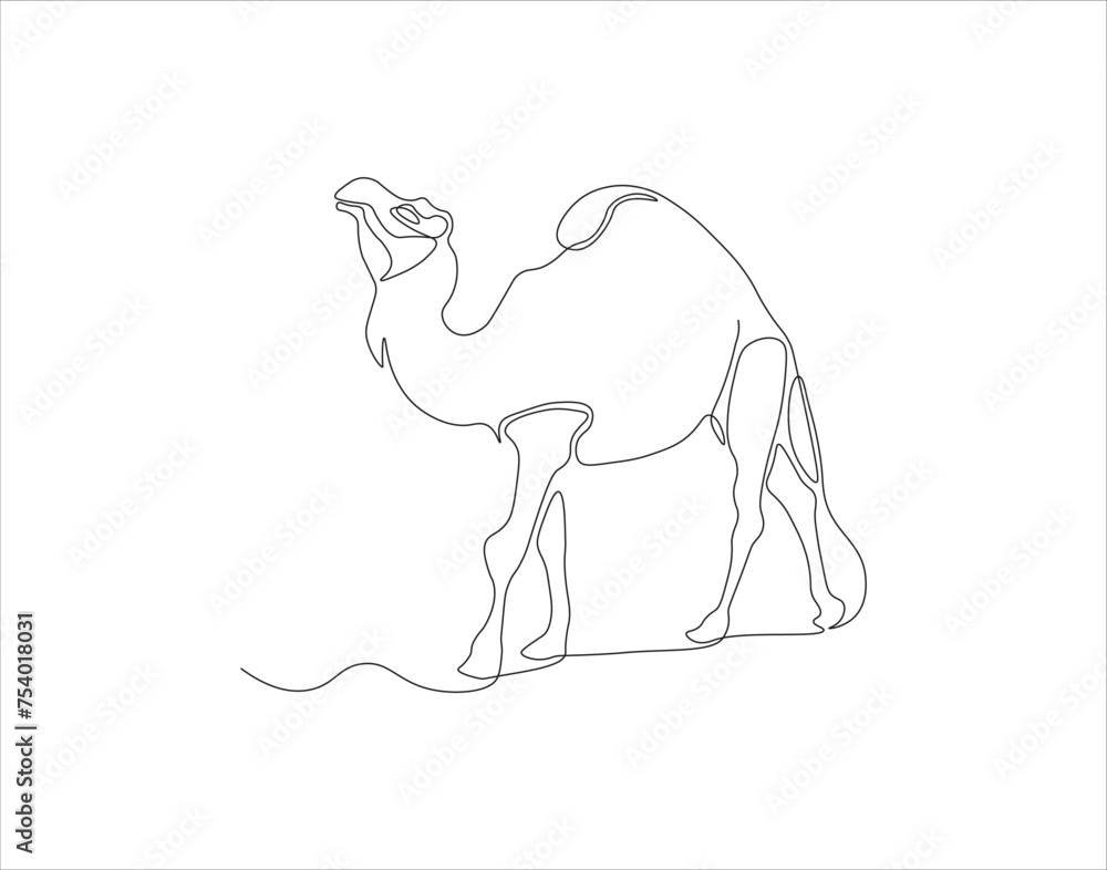 Continuous Line Drawing Of Camel. One Line Of Arabian Camel. Camel In ...