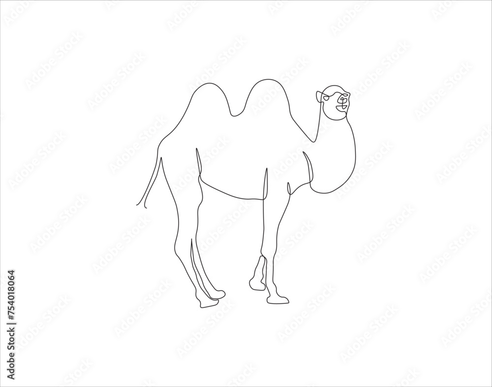 Continuous Line Drawing Of Camel. One Line Of Arabian Camel. Camel In ...