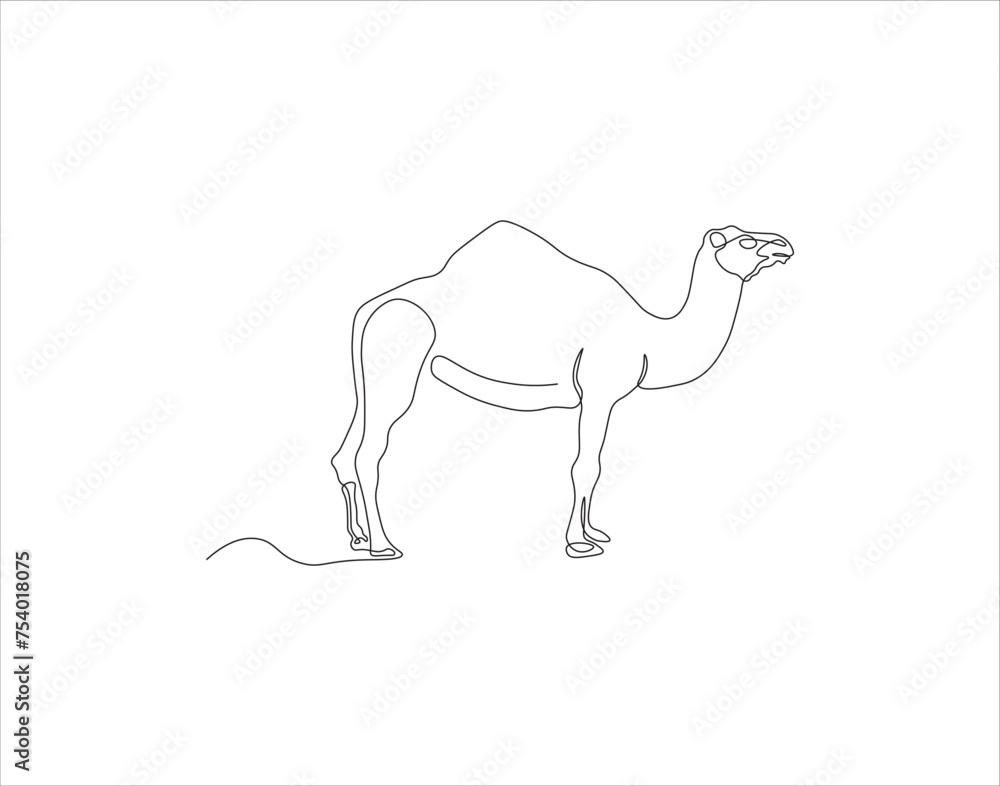 Continuous Line Drawing Of Camel. One Line Of Arabian Camel. Camel In ...
