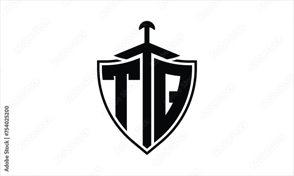 TQ initial letter shield icon gaming logo design vector template ...