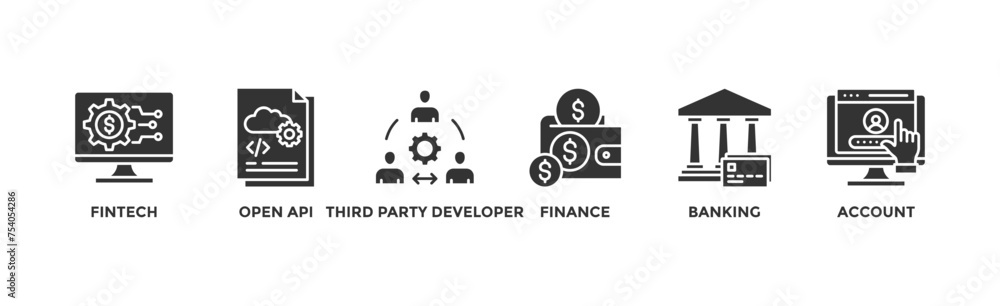 Open banking banner web icon vector illustration concept for financial ...