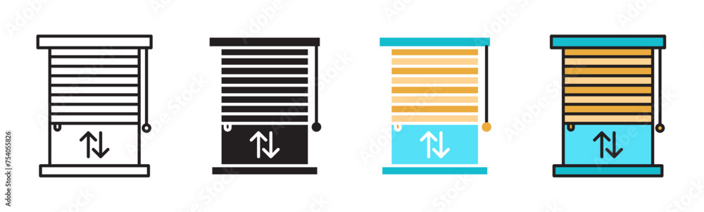 Jalousie Vector Illustration Set. Rolling Curtain Privacy Shade Sign ...