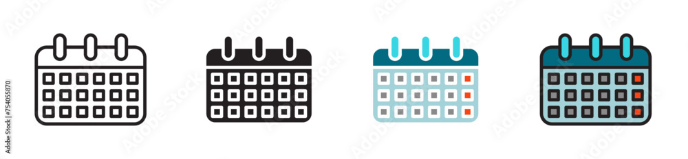 Table Calendar Vector Illustration Set. Daily Organizer Sign suitable ...