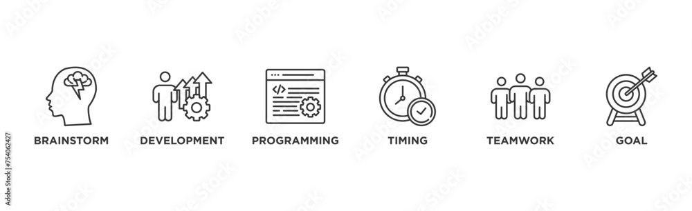 Hackathon banner web icon illustration concept for design sprint-like social coding event with ...