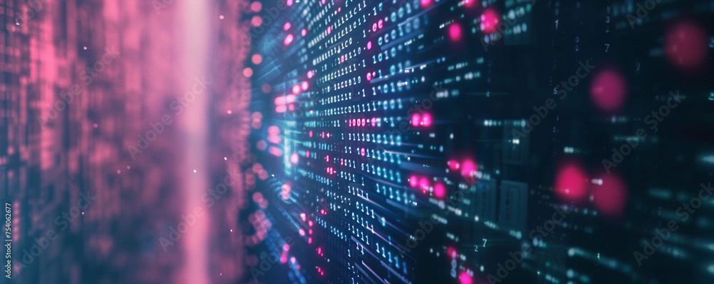 Sharp detailed code lines on screen enveloped by a soft out-of-focus ...