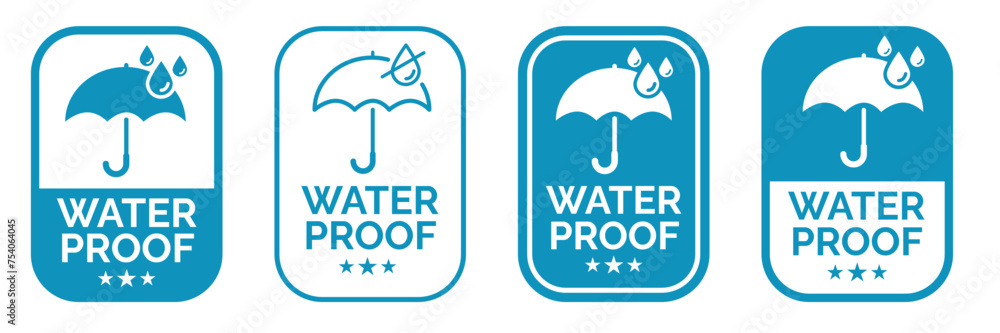 Set waterproof badge vector for product. Collection of water resistant ...