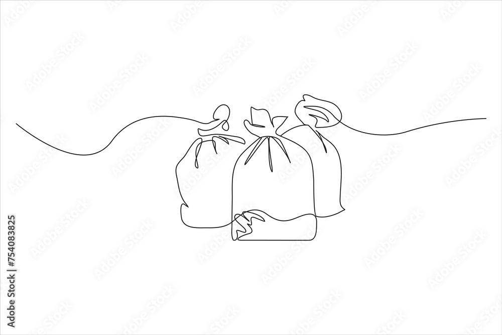 garbage bags in continuous one line drawing. Stock Vector | Adobe Stock