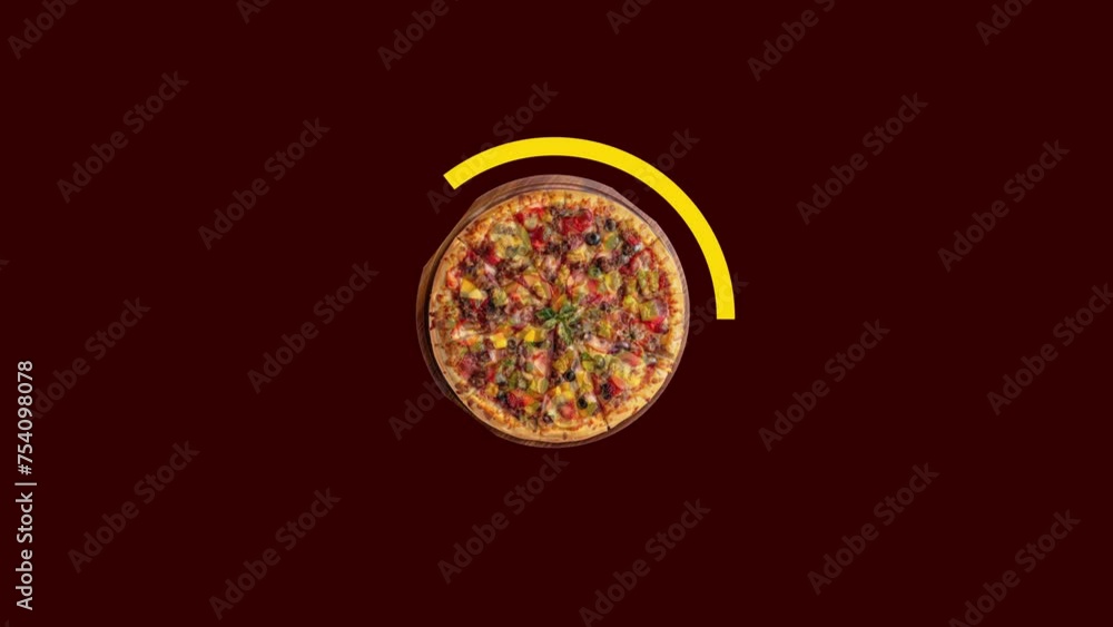 Pizza in brown background loading page animation process page of fruit ...