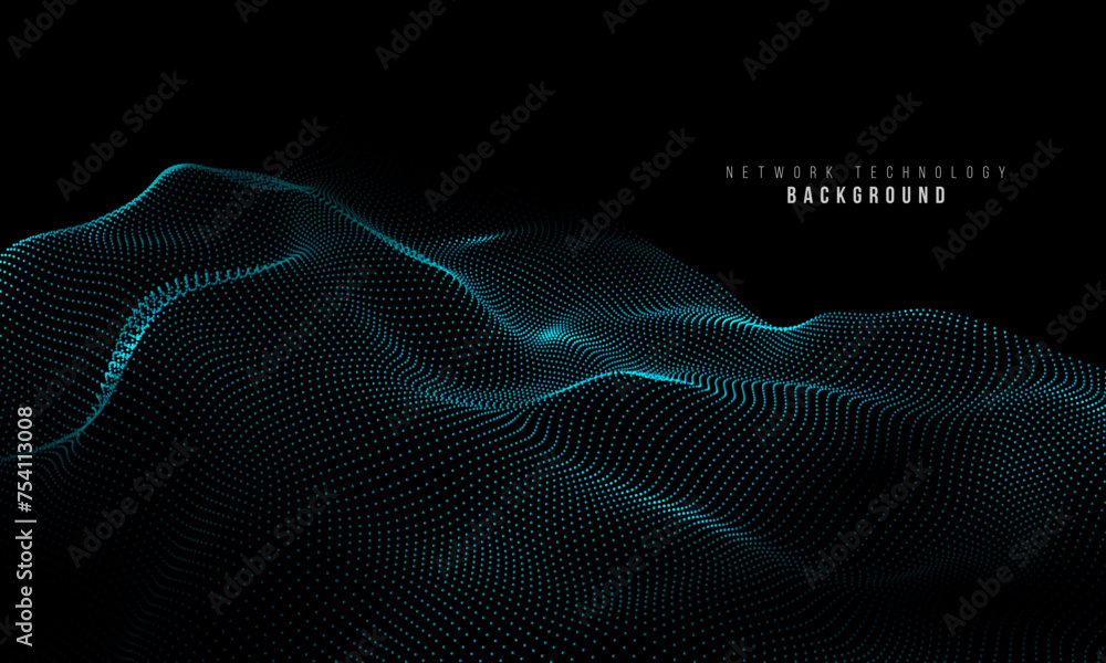 Flowing wavy halftone cyber dot pattern background for science ...