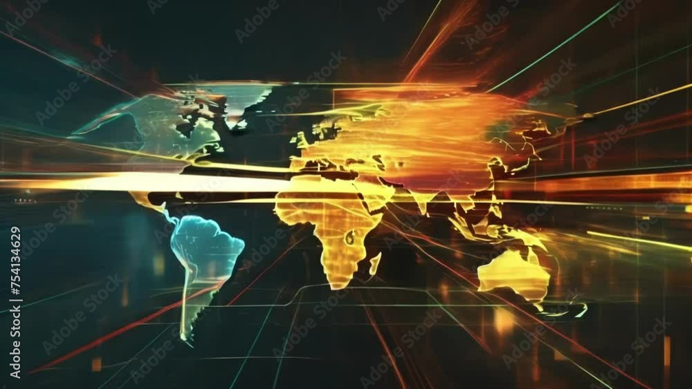 A visual representation of global trade patterns featuring a world map ...