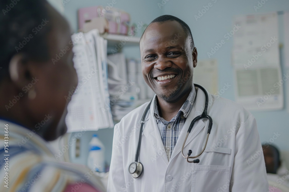 African doctor delivering positive news to patient - Compassionate ...