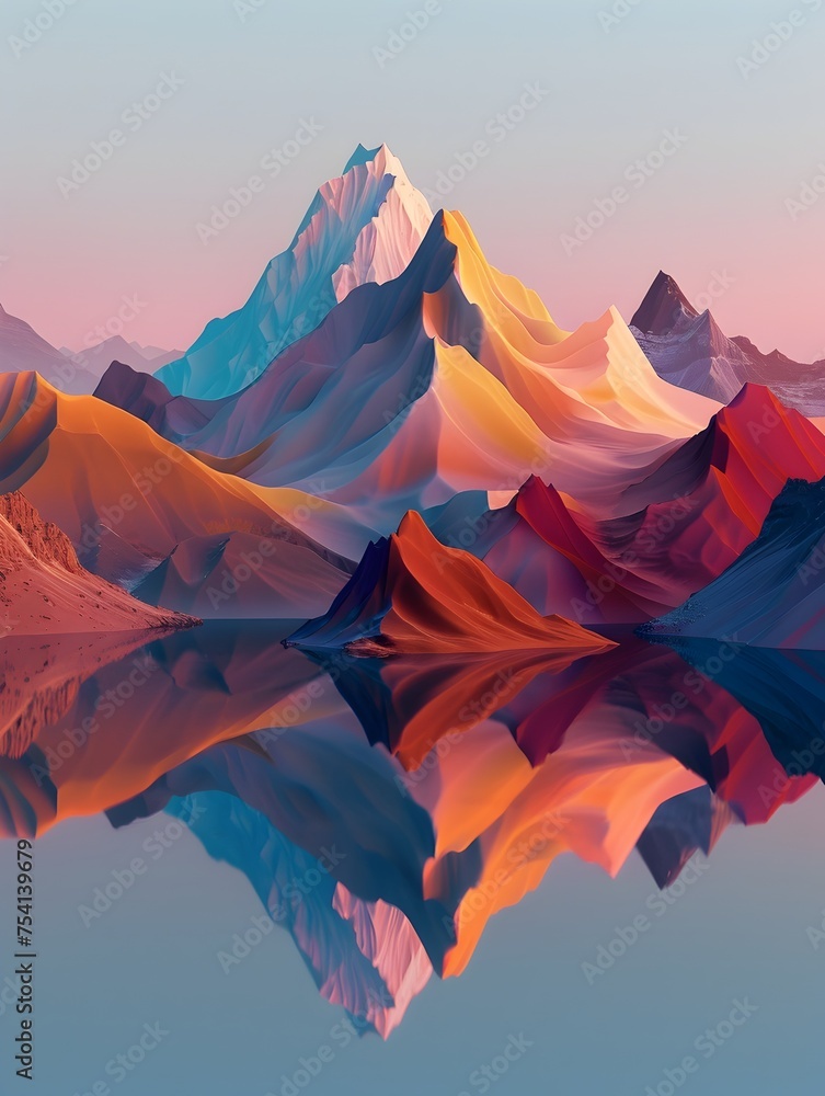 Geometric Mountainscapes in Stylized Layers of Color, To provide a ...