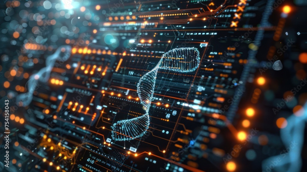 Science hologram medical screen DNA data analysis body research ...