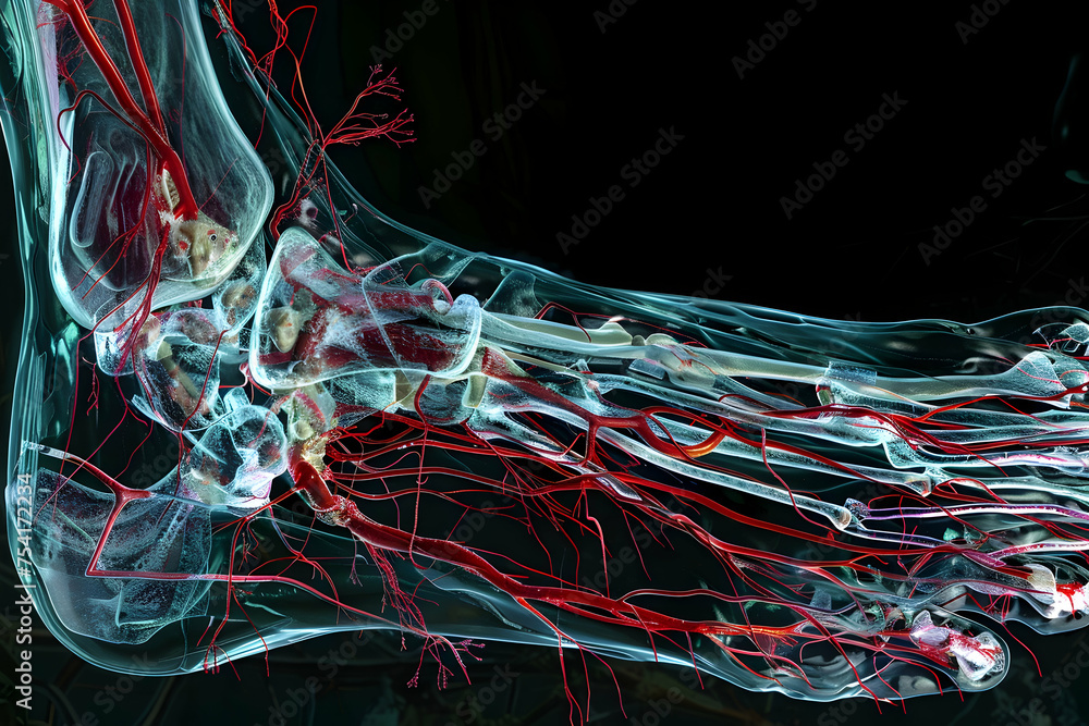 Mri of intricate network of nerves and blood vessels within the sole of ...