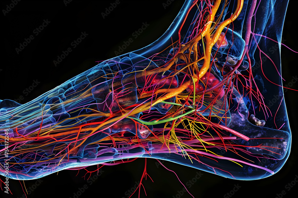 Mri of intricate network of nerves and blood vessels within the sole of ...
