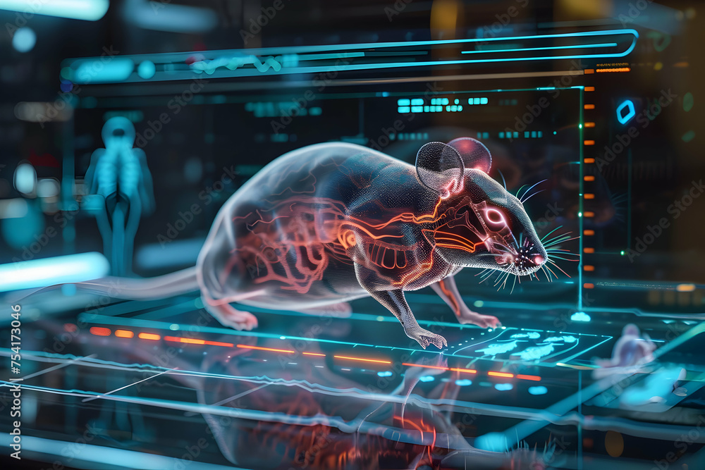 Illustration of a digital rendering of an MRI scan image showing the ...