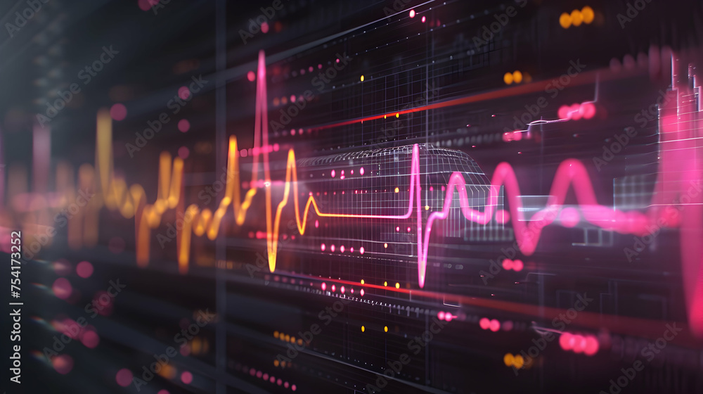 Illustration of a realistic depiction of a modern cardiac monitor ...