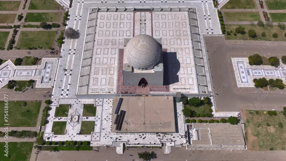 Aerial drone footage of Mazar-e-Quaid also known as tomb of Quaid-e ...
