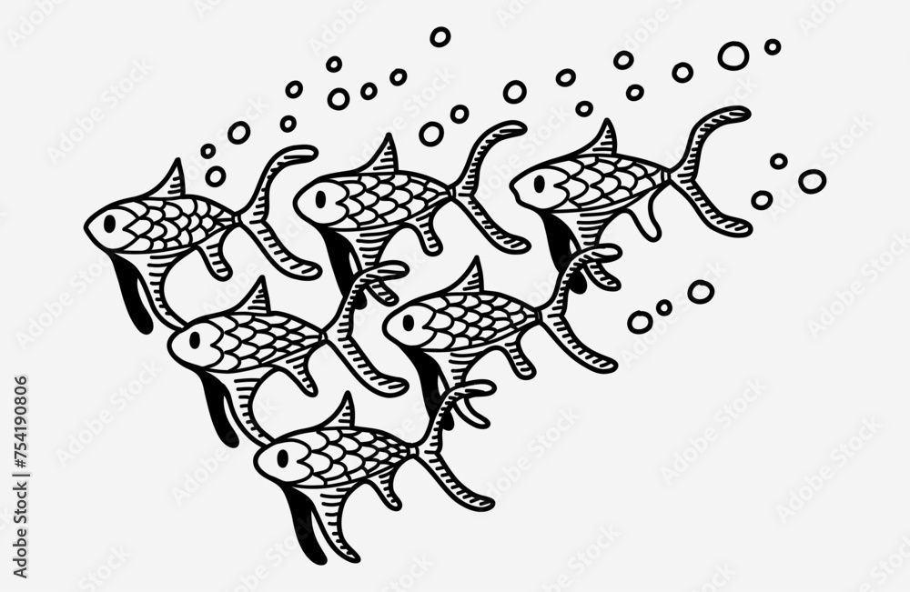 Ocean fish outline vector clipart Stock Vector | Adobe Stock