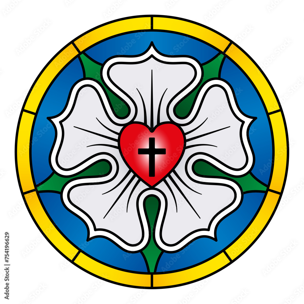 Luther rose, symbol of Lutheranism. Luther seal, expression of theology ...